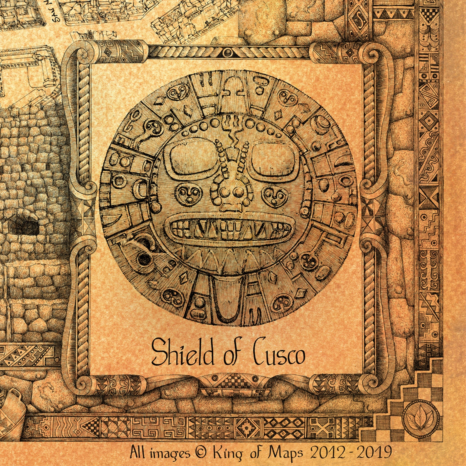 CUSCO CARTOGRAPHIC MAP Hand Drawn Map of Cusco the Heart of the Inca ...