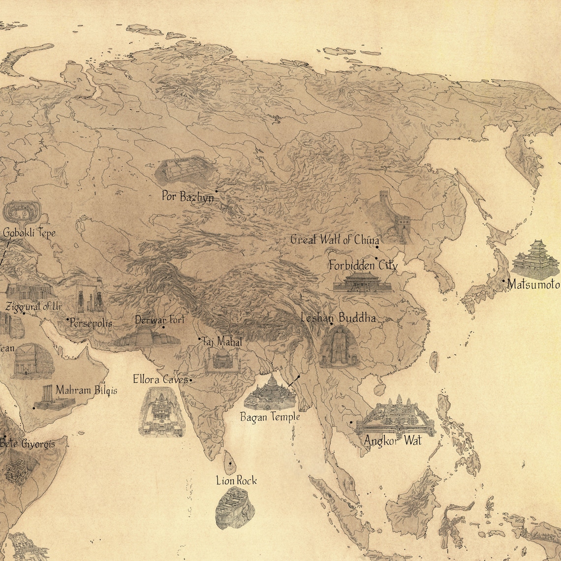 ANCIENT CIVILIZATIONS MAP Hand-drawn World Map Evidence of - Etsy