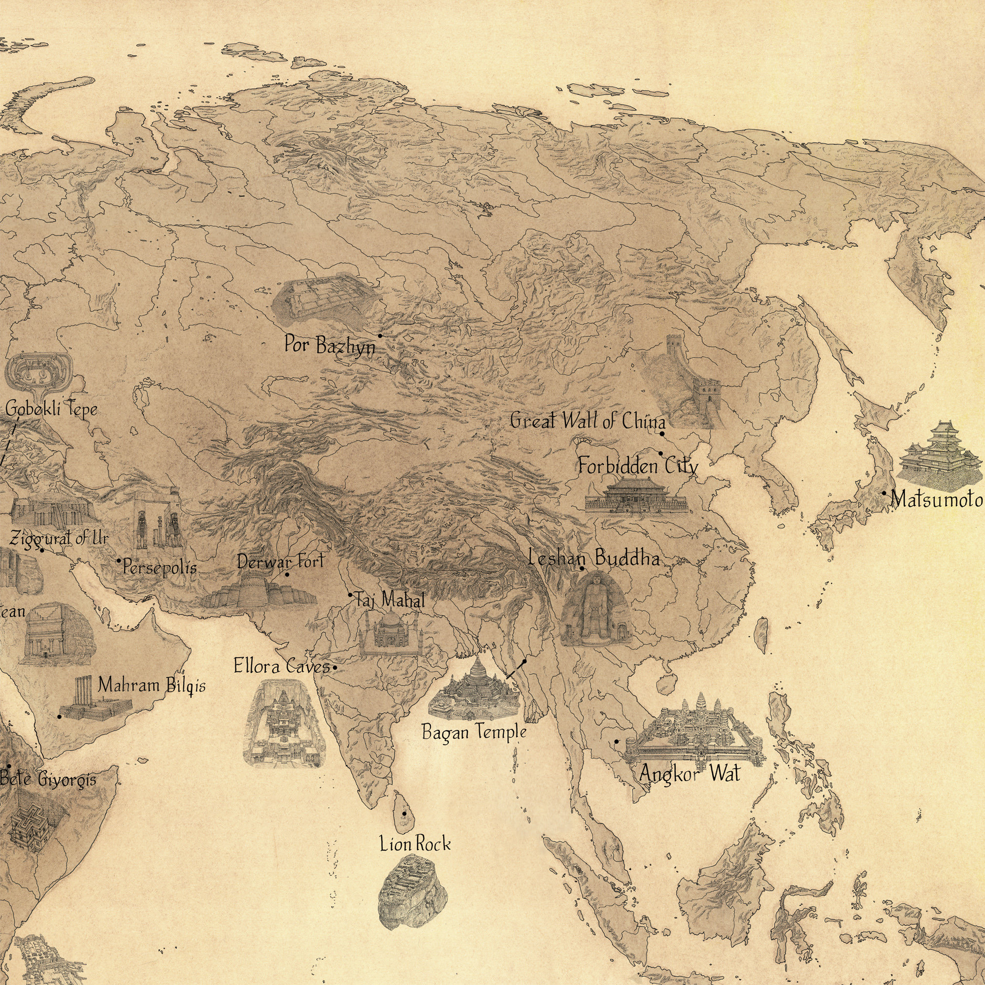 ANCIENT CIVILIZATIONS MAP Hand-drawn World Map Evidence of - Etsy