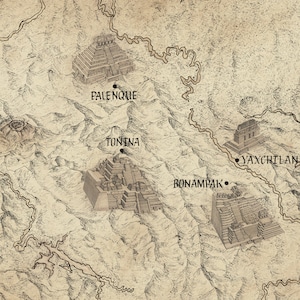 MAYA REGION MAP. Explore Mayan Gods and Temples With Our Hand-drawn Map ...