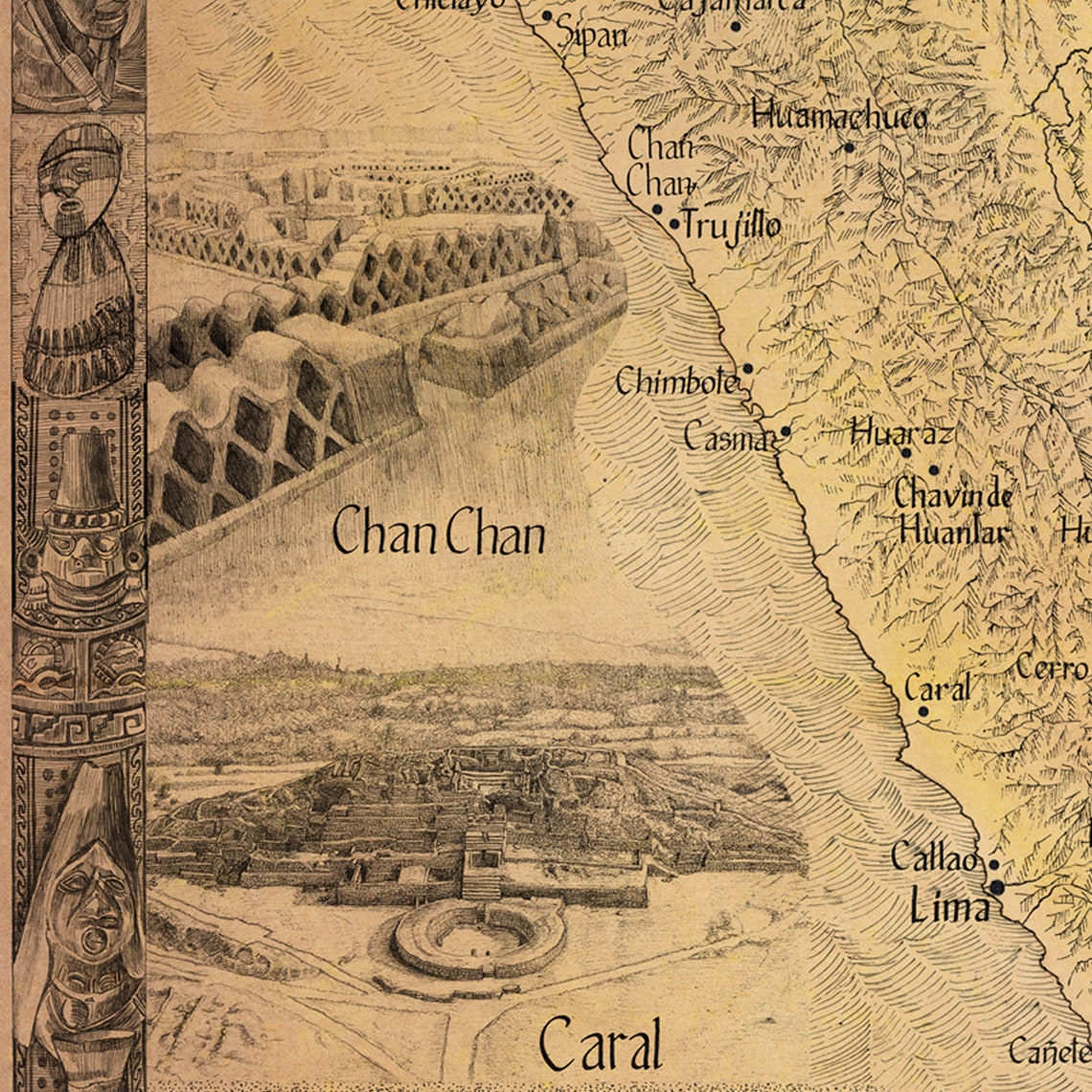 PERU CULTURES MAP by King of Maps Hand Drawn Map of Peru - Etsy Canada