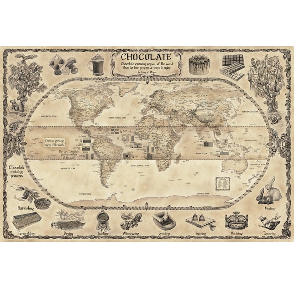 Chocolate World Map Map - Etsy