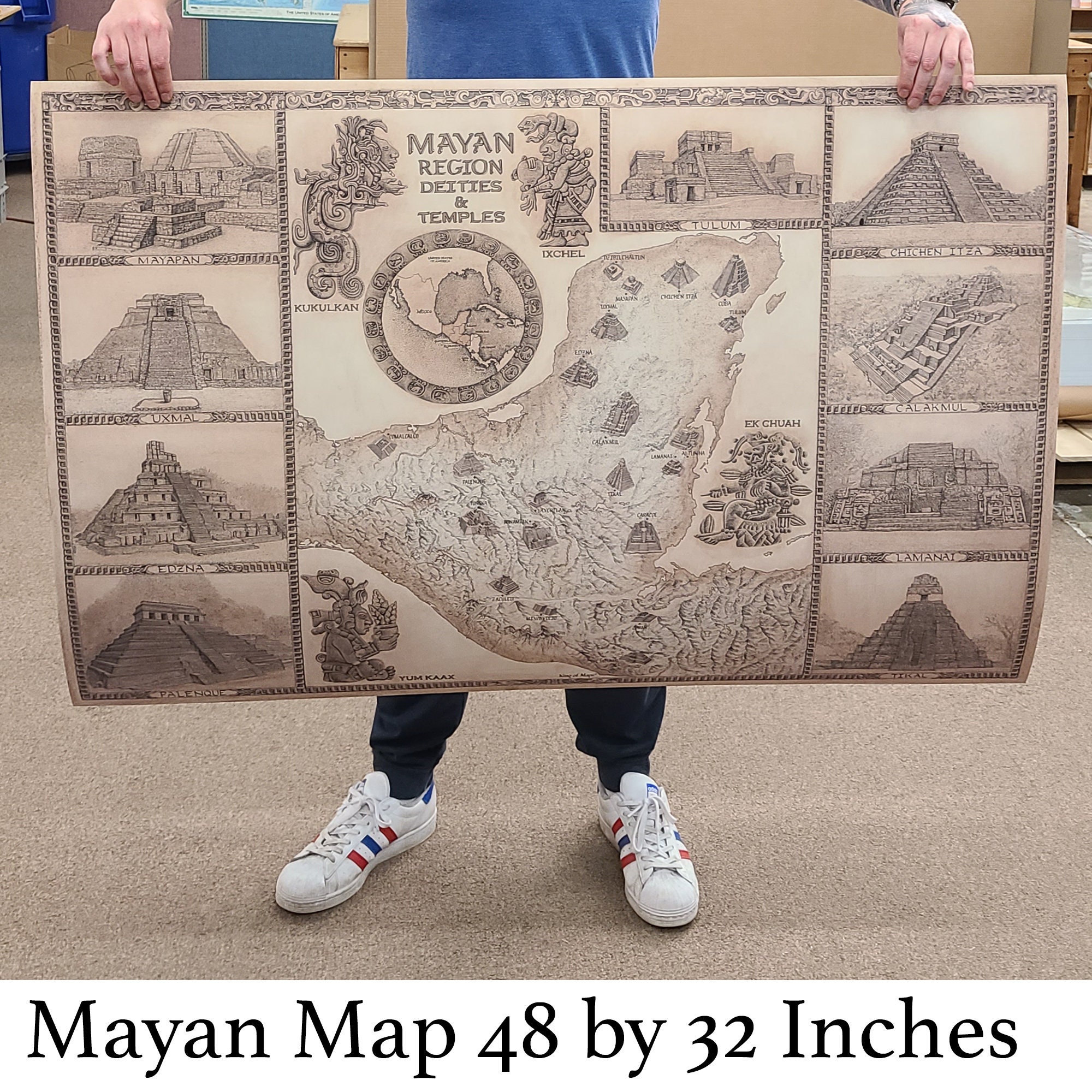 MAYA REGION MAP. Explore Mayan Gods and Temples With Our | Etsy