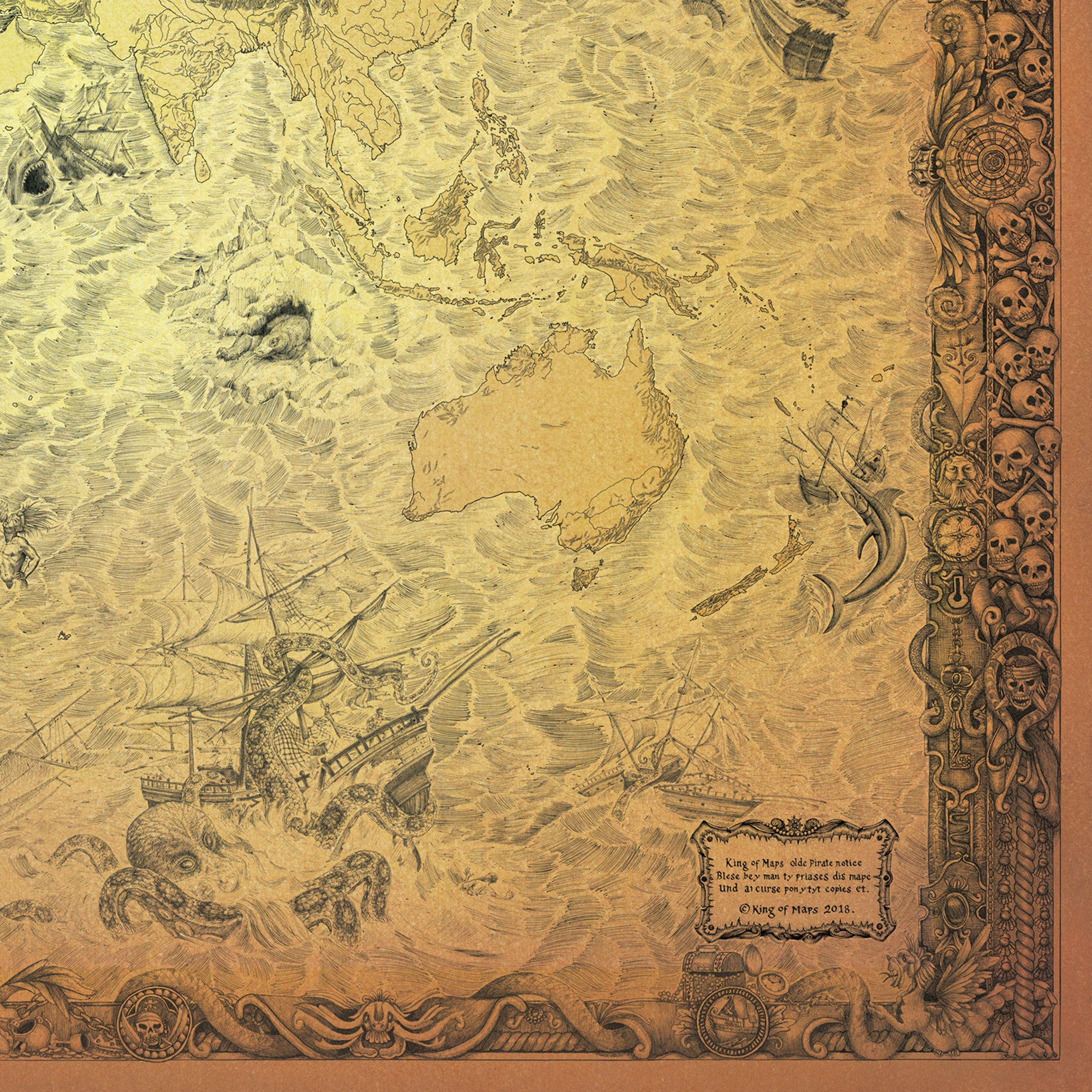 PIRATE MAP Hand Drawn Pirates of the Seven Seas World Map - Etsy