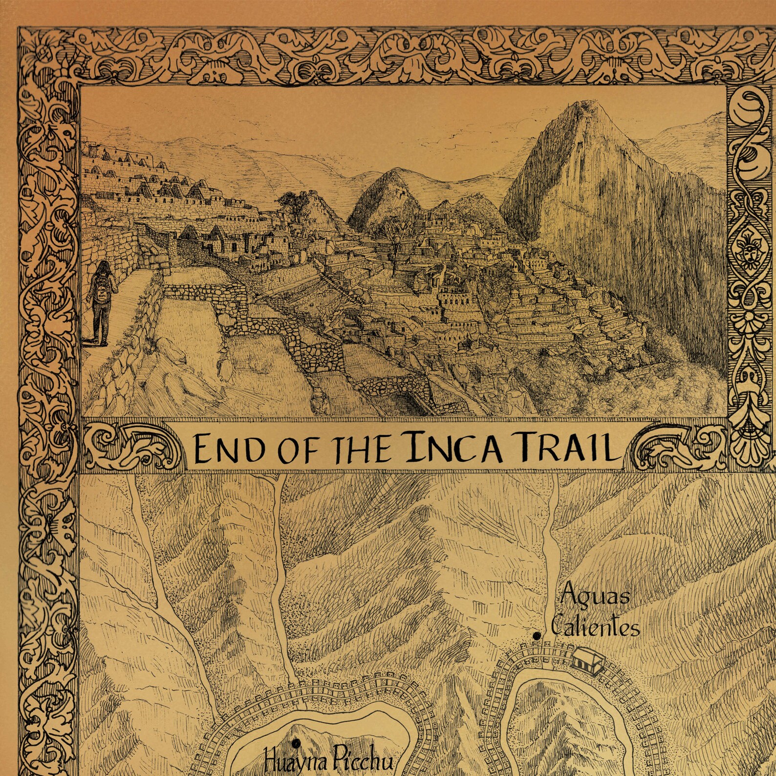 INCA TRAIL MAP the Famous Inka Trail Route to Machu Picchu Hand-drawn ...