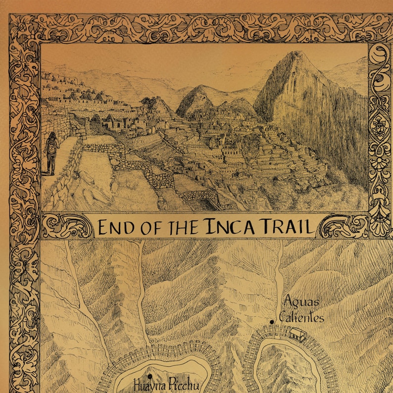 INCA TRAIL MAP the Famous Inka Trail Route to Machu Picchu - Etsy