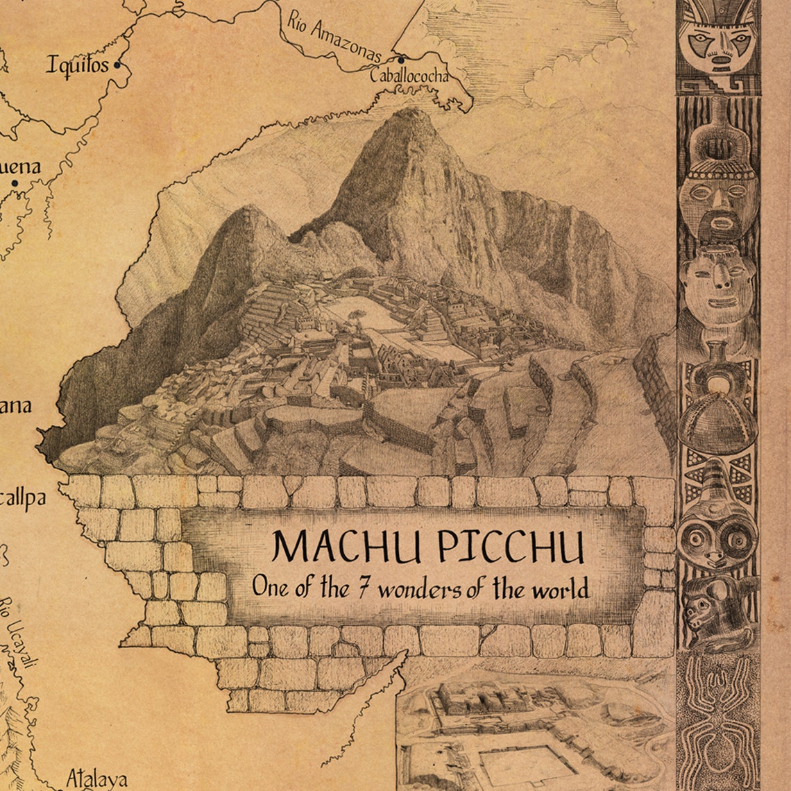 PERU CULTURES MAP by King of Maps Hand Drawn Map of Peru - Etsy Canada