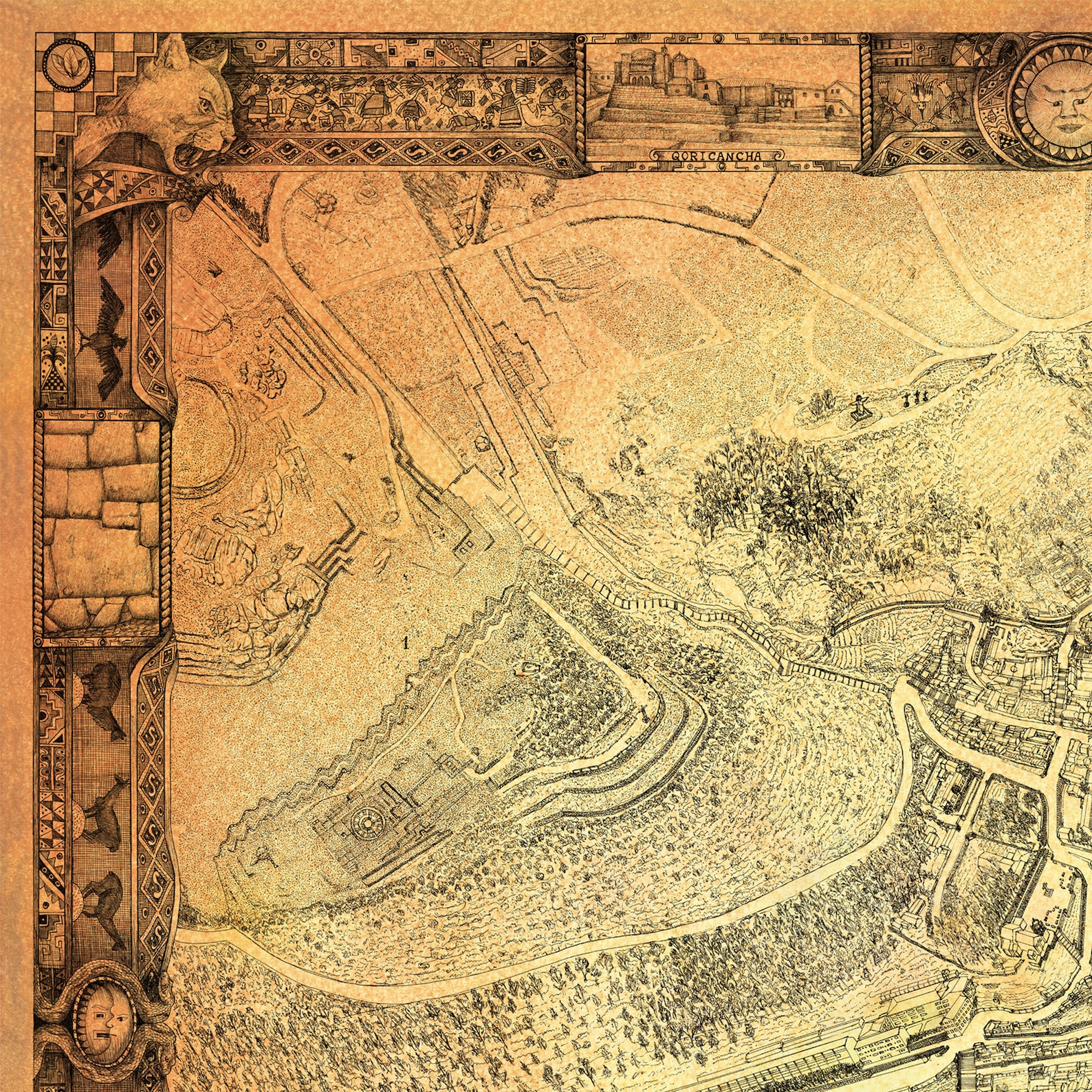 CUSCO CARTOGRAPHIC MAP Hand Drawn Map of Cusco the Heart of the Inca ...