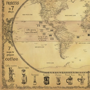 COFFEE WORLD MAP - Coffee Lovers Love This Map ! Coffee Growing Regions ...