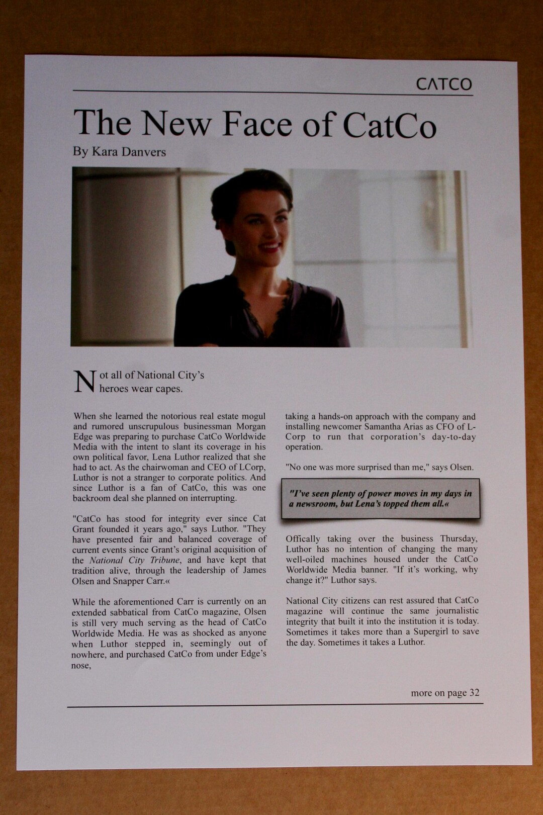 Supergirl Lena Luthor Front Page catco Magazine - Etsy UK