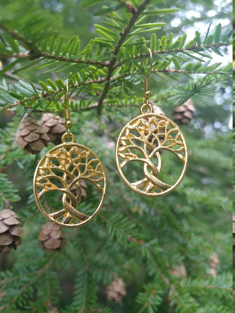 Celtic Tree of Life Gold Earrings Gold Tree of Life Earrings - Etsy