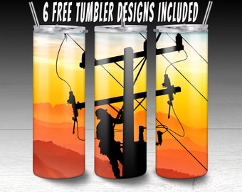 Lineman Tumbler Sublimation Transfer Ready to Press Heat Transfer 20 OZ ...
