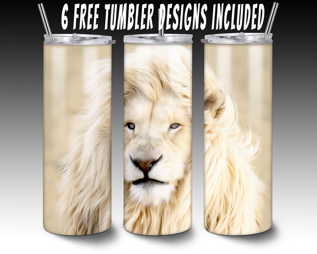Tumbler Sublimation Designs,white Lion Tumbler,lion Tumbler Wrap,lion ...