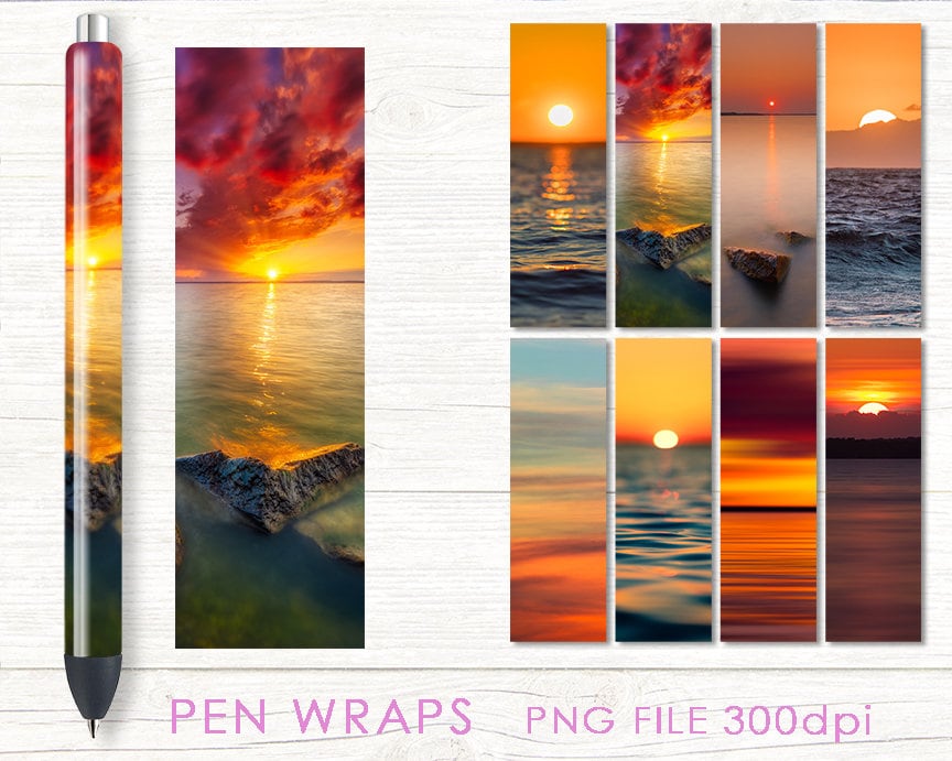 PEN WRAPS Sunset Pen Wrapdiy Glitter Penspen Decalepoxy - Etsy UK