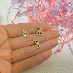 Cute Tiny Gold Plated Mini Musical Notes Set of 3. Adorable Music Lover ...