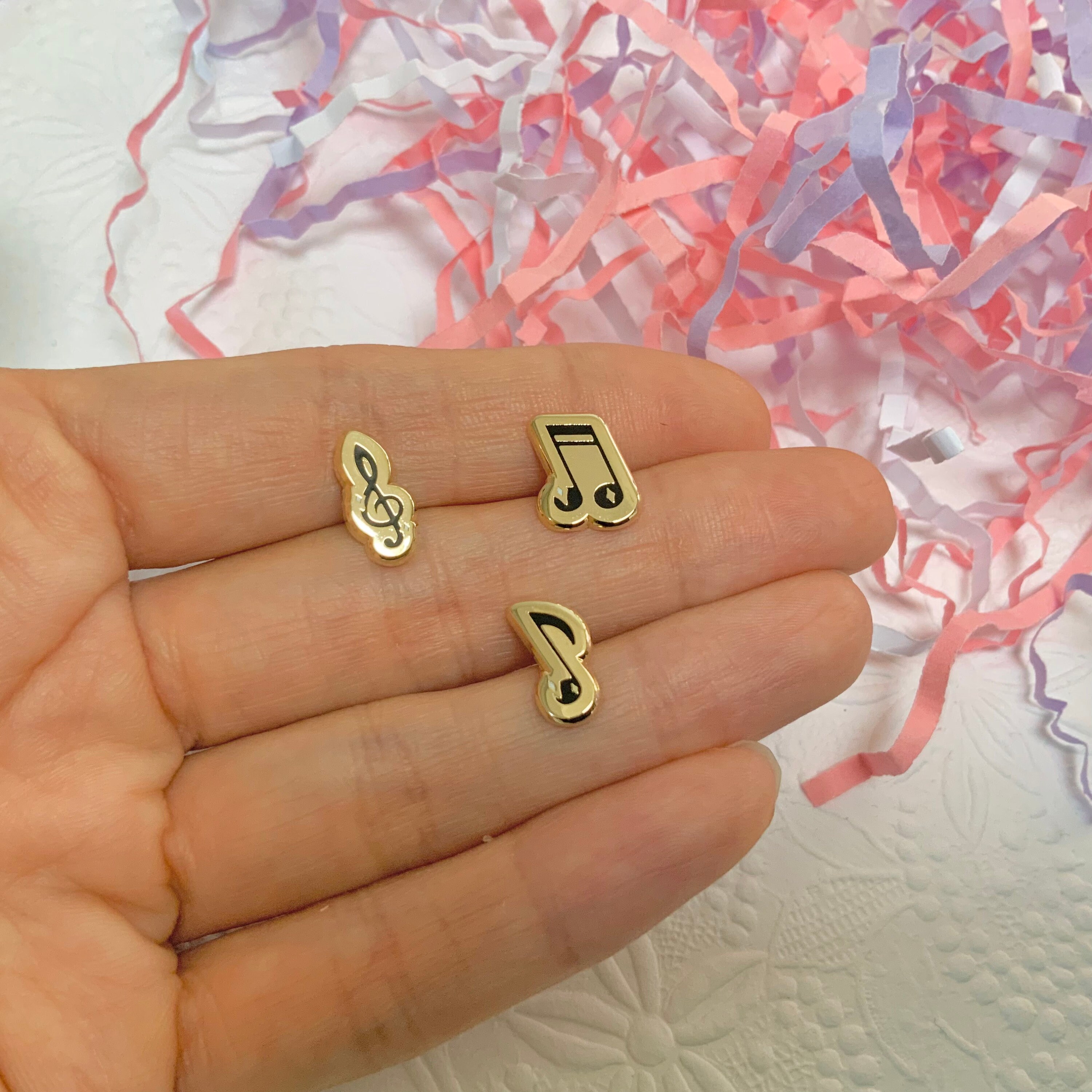 Cute Tiny Gold Plated Mini Musical Notes Set of 3. Adorable - Etsy