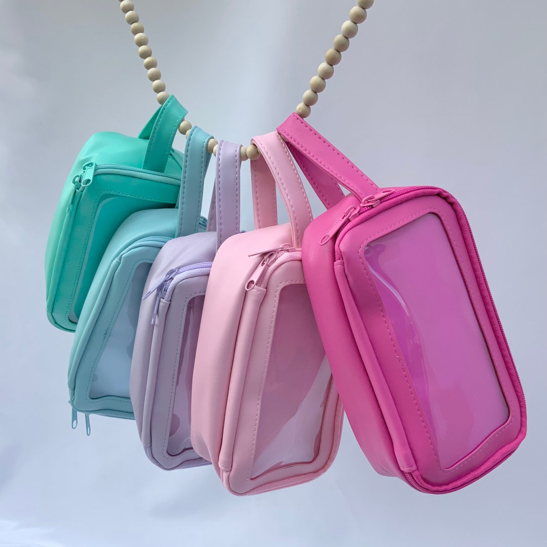 ITA Vegan Leather Pencil Pouch and Cosmetic Case W Clear Vinyl - Etsy