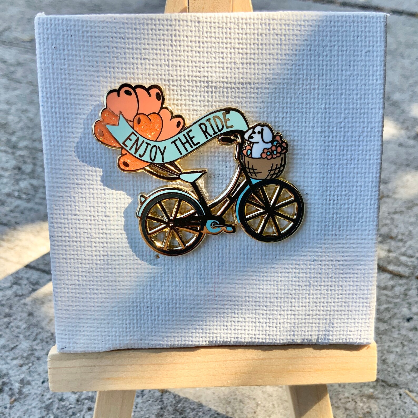Beautiful Bicycle Enamel Pin With a Positive Message and Puppy | Etsy