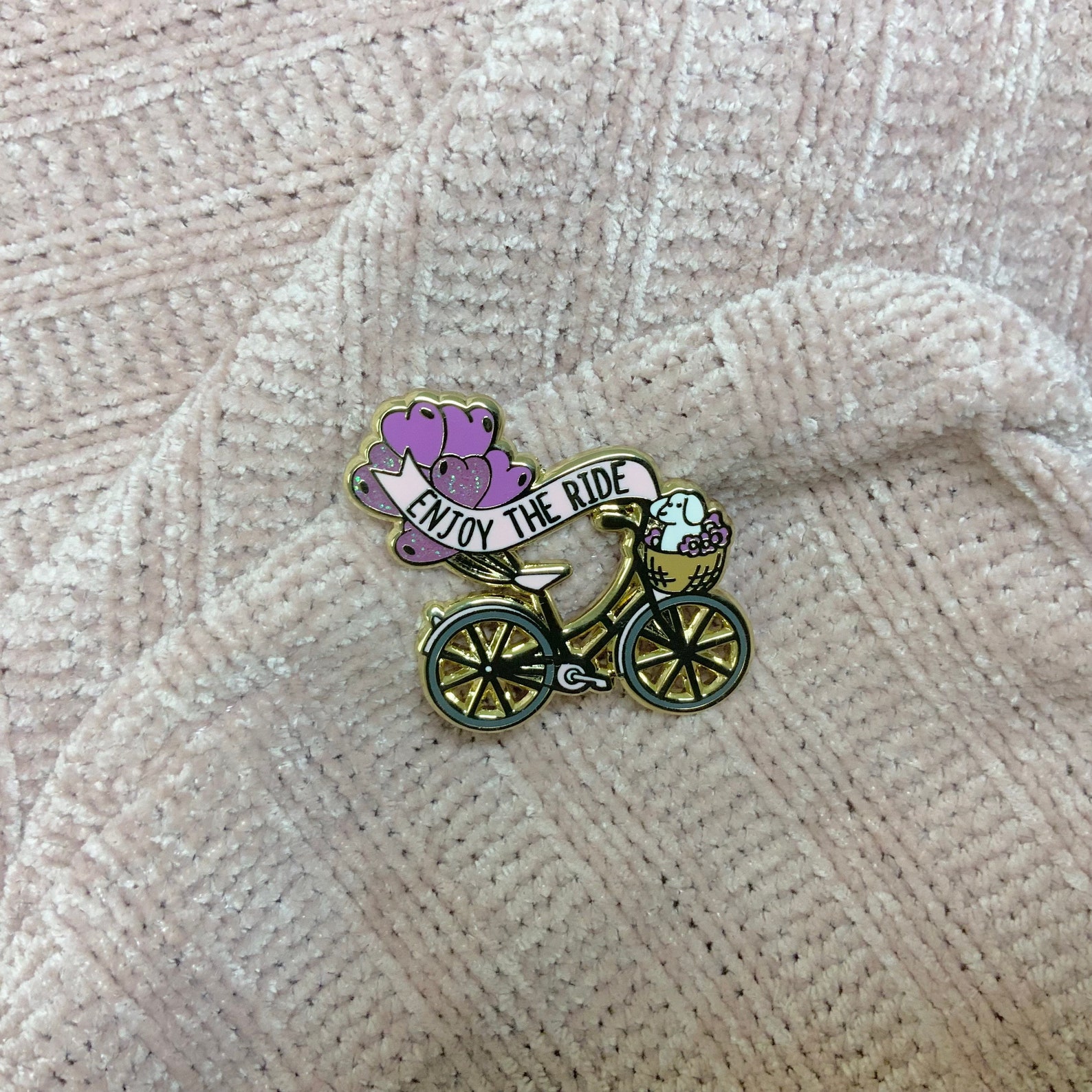 Beautiful Bicycle Enamel Pin With a Positive Message and Puppy | Etsy
