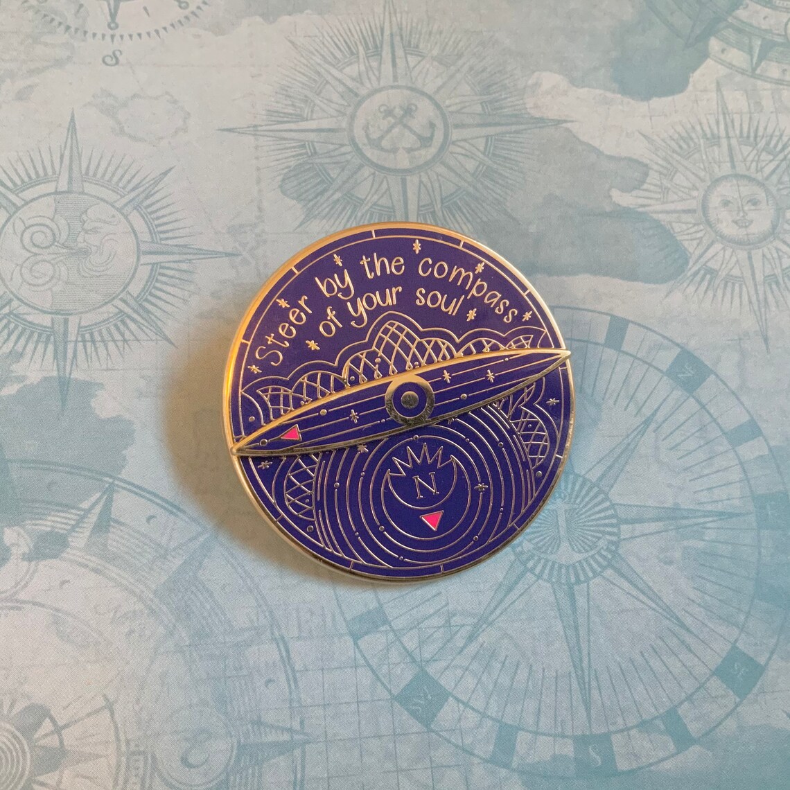Beautiful Enamel Spinning Compass Pin With a Reminder to Follow Your ...