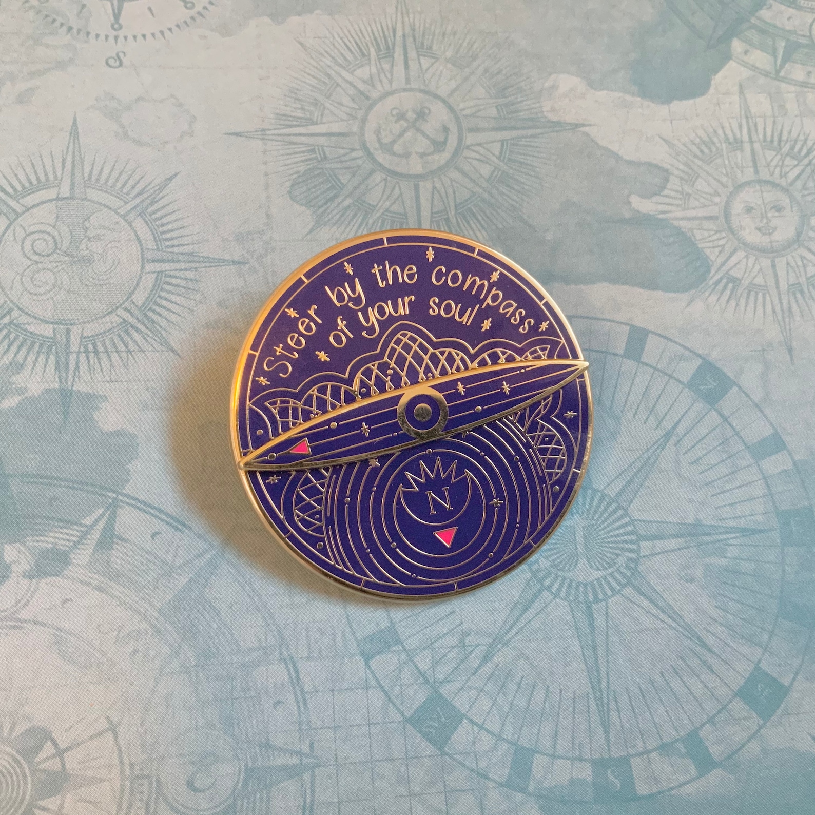 Beautiful Enamel Spinning Compass Pin With a Reminder to Follow Your ...