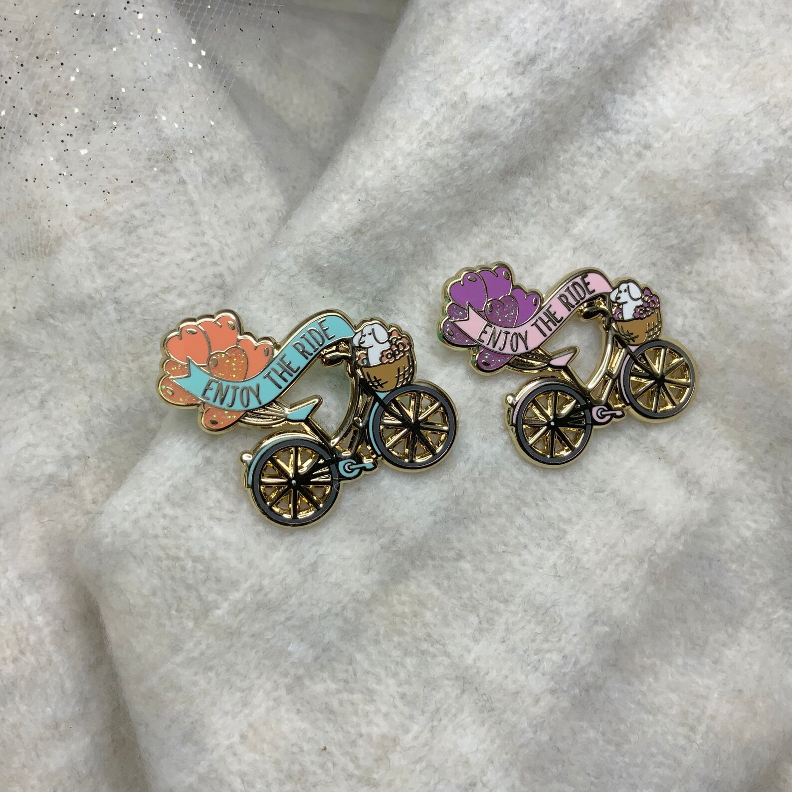 Beautiful Bicycle Enamel Pin With a Positive Message and Puppy | Etsy