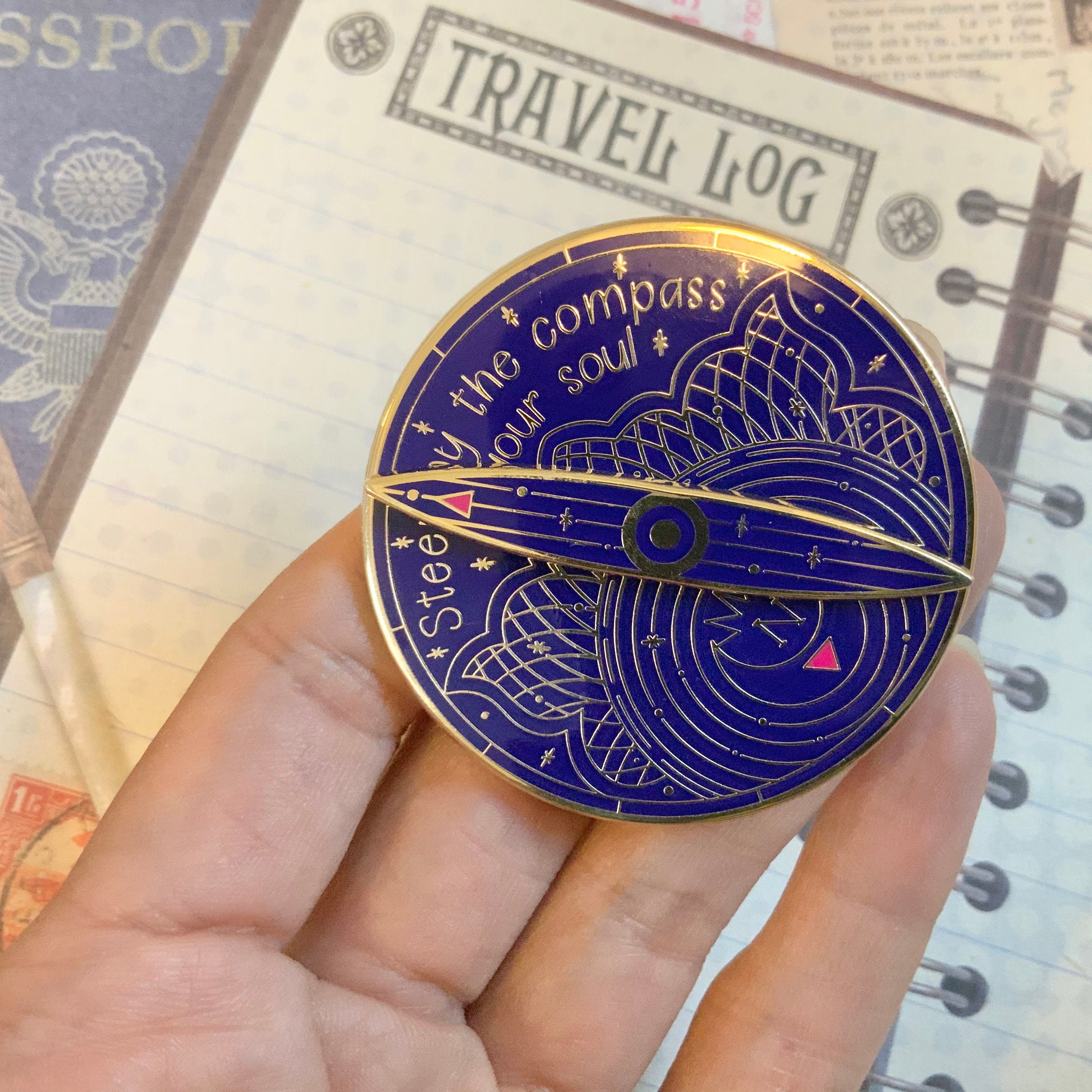 Beautiful Enamel Spinning Compass Pin With a Reminder to - Etsy