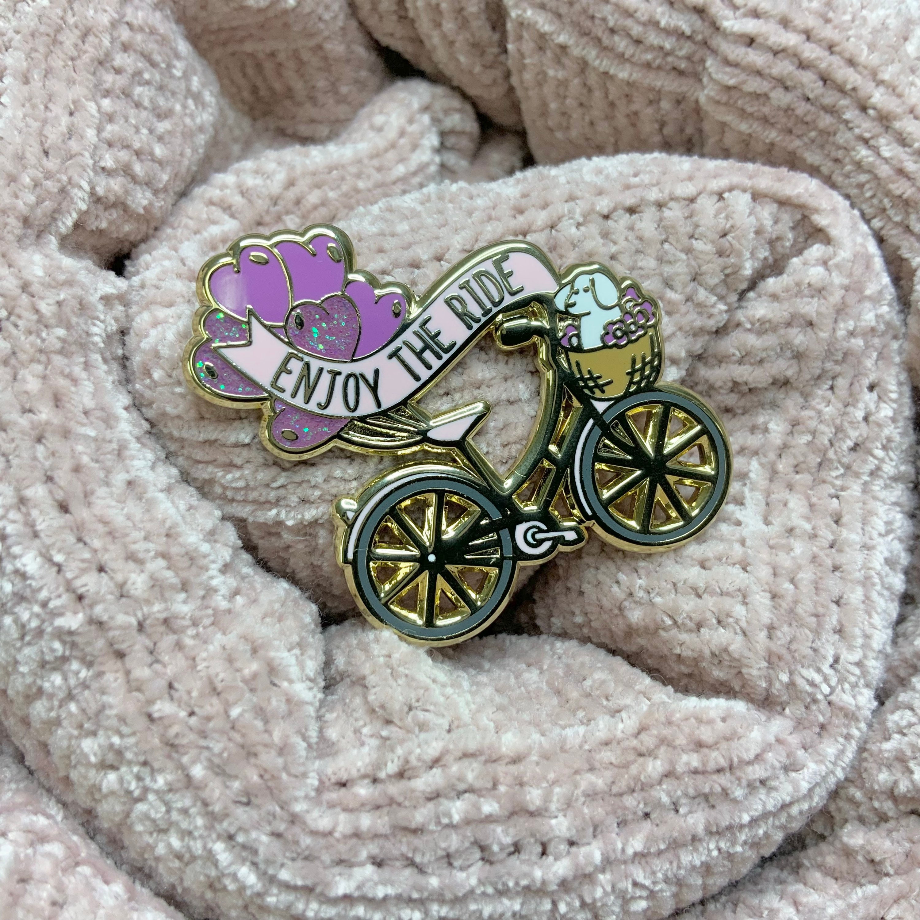 Beautiful Bicycle Enamel Pin With a Positive Message and Puppy - Etsy