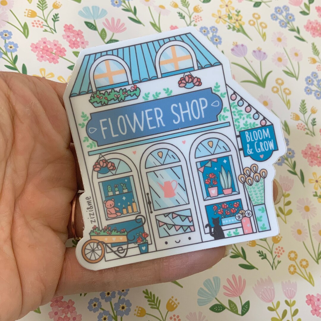 Cute 3” Kawaii Flower Shop Vinyl Sticker. Great Water Bottle Sticker or ...