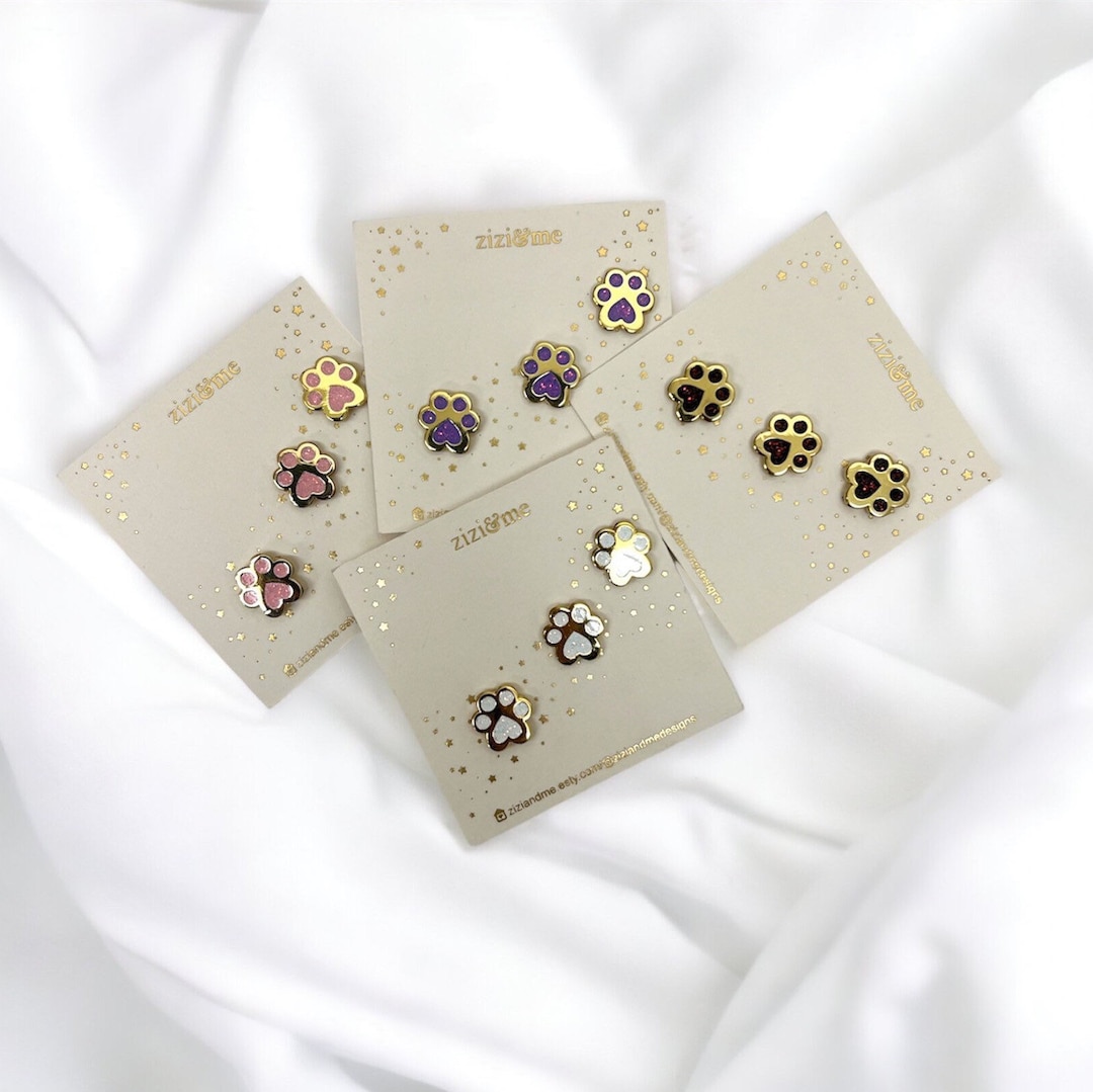 Mini Enamel Pin Set of 3. Pin Board Fillers, Pretty Paw Print Toe Bean ...