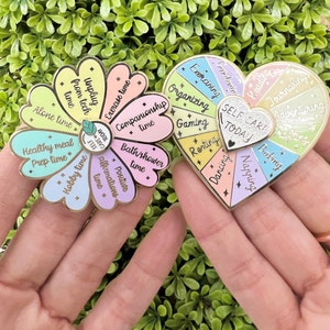 Beautiful Hard Enamel Spinning Heart Pin With a Self Care Message ...
