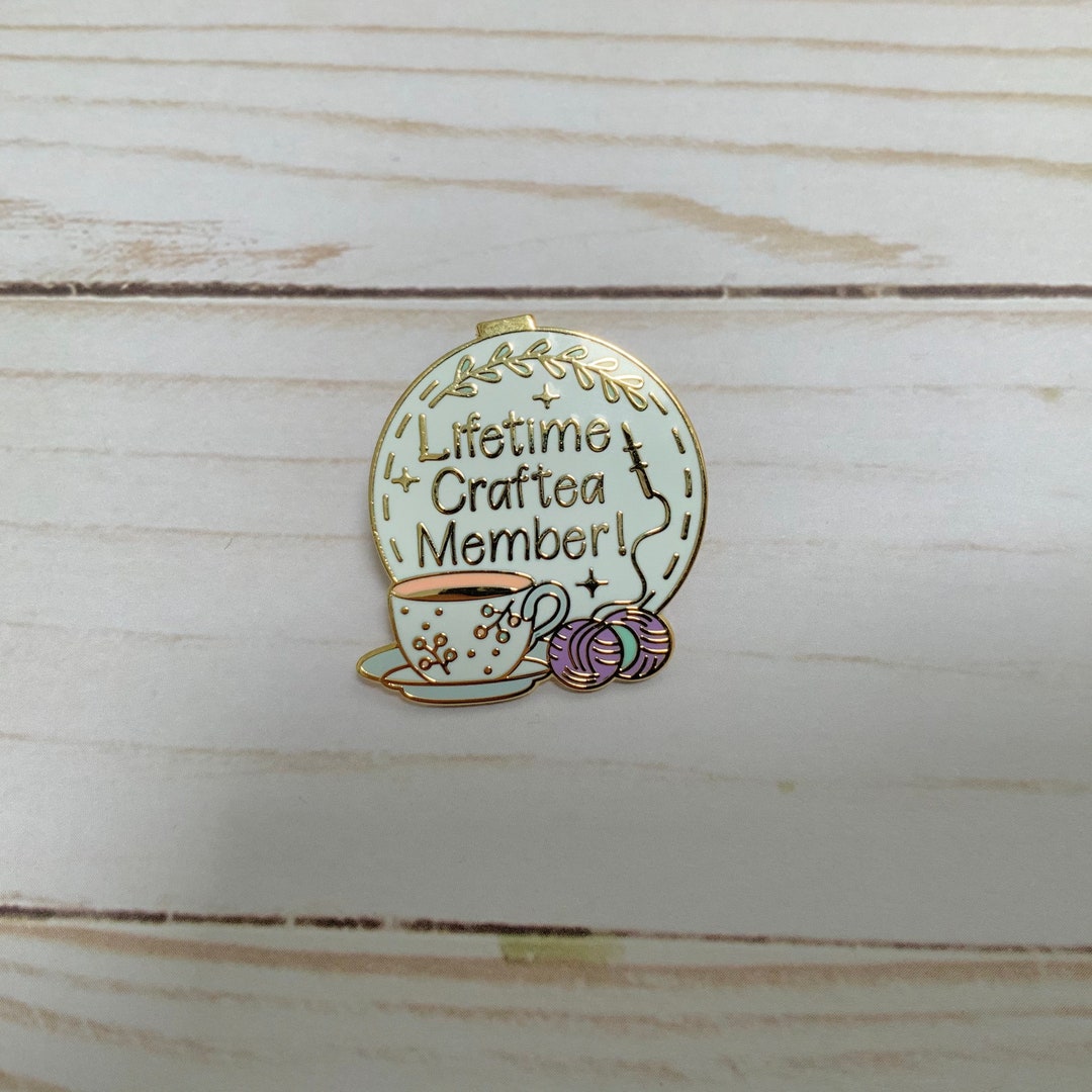 Pretty Craft and Tea Pin Hoop Punny Enamel Pin Great Little Gift for ...