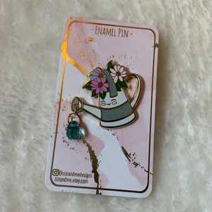Kawaii Cute Enamel Pin, Flowers in Watering Can Enamel Pin With Little ...