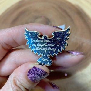 Beautiful 1.25 Inch Phoenix Rising Gold Plated Enamel Pin With Rumi ...