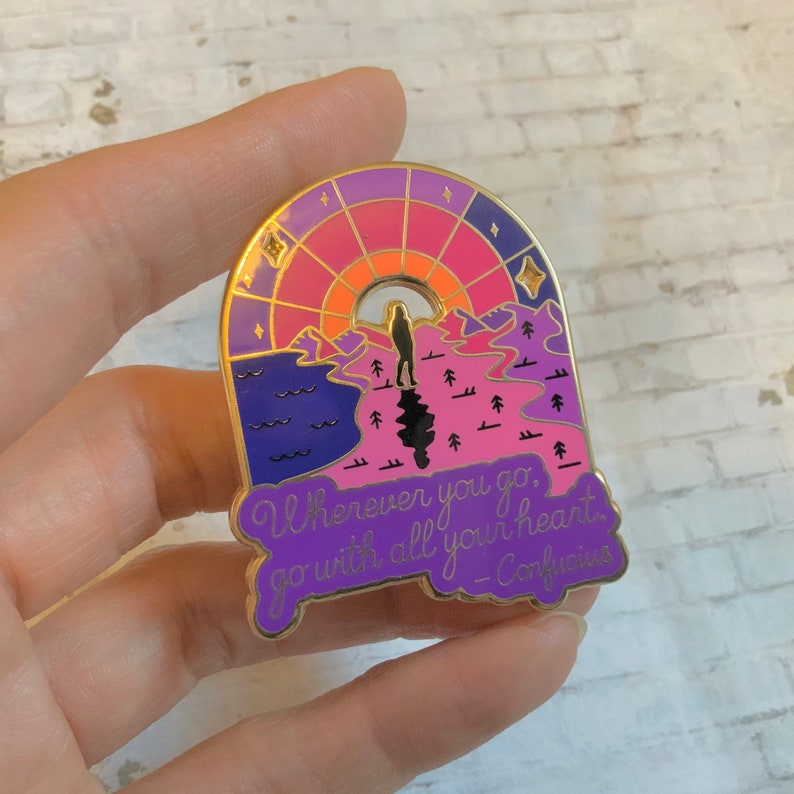 Sunset Enamel Pin With Confucius Quote Great Gift and - Etsy