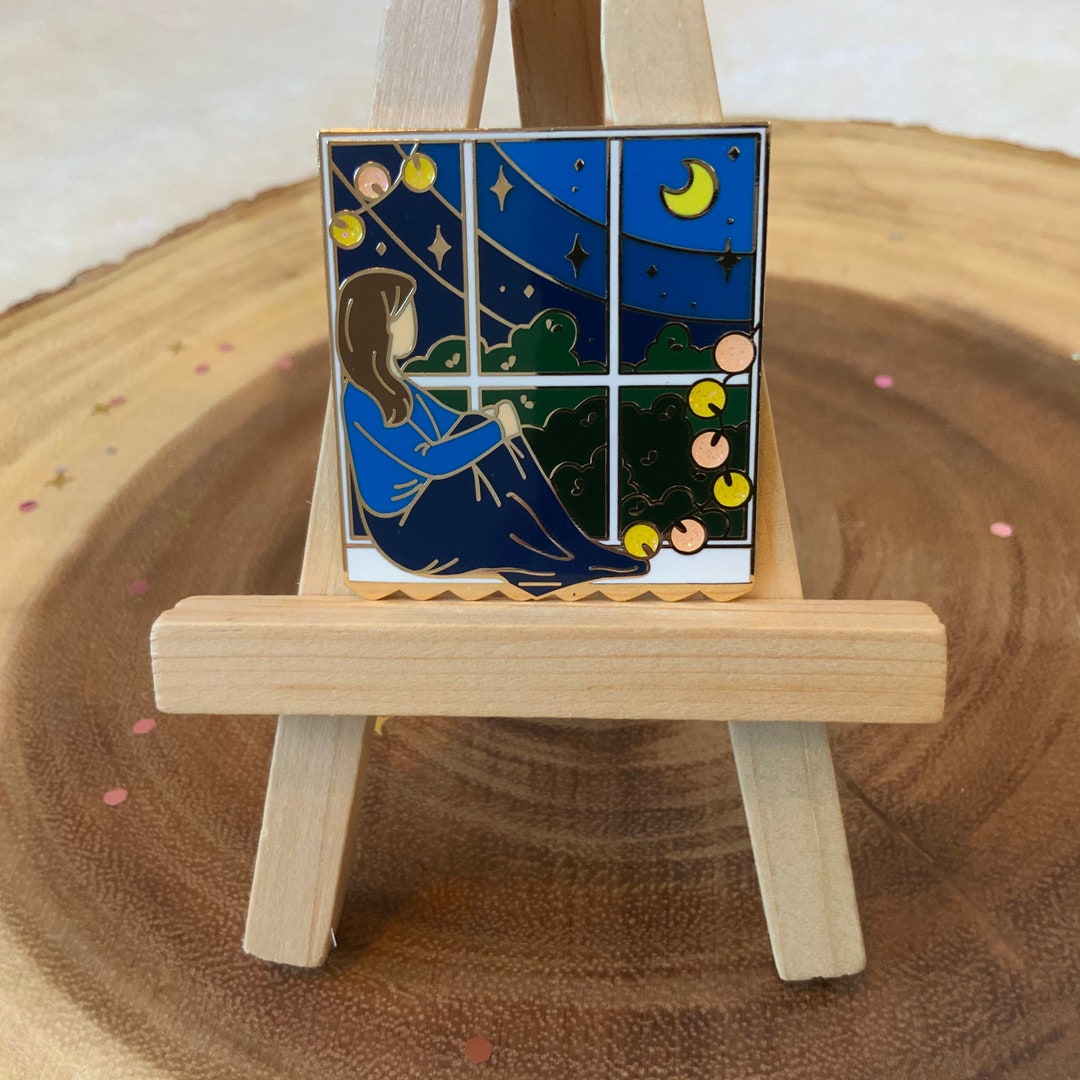 Midnight Art Pin for Dreamers! Beautiful Night Time Wish Upon a Star ...