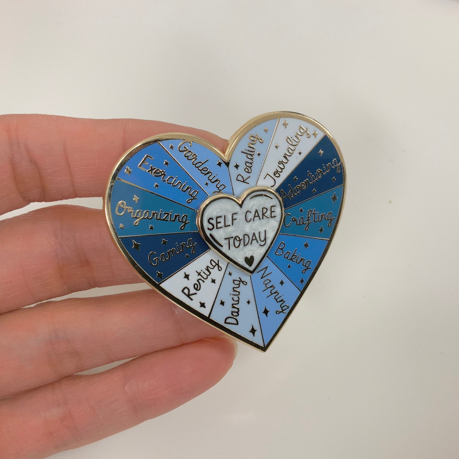 Beautiful Hard Enamel Spinning Heart Pin With a Self Care | Etsy