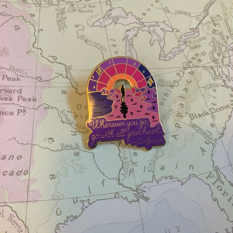 Sunset Enamel Pin With Confucius Quote Great Gift and | Etsy