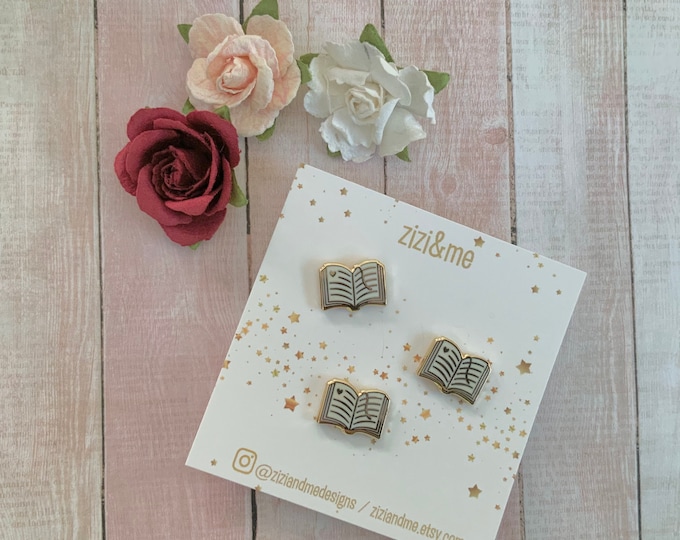 Mini Gold-plated Book Enamel Pins - Set of 3. Adorable Bookish Pin Gift ...