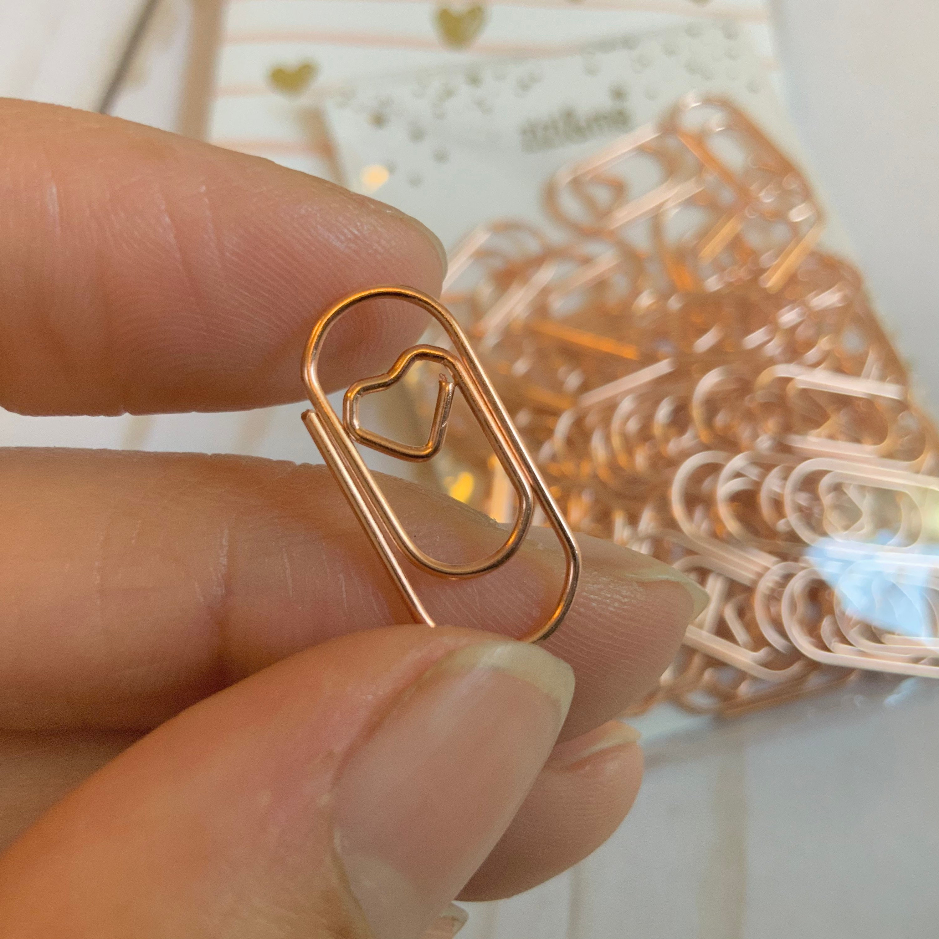 Pretty mini paperclips pack of 50 gold or rose gold Bujo | Etsy
