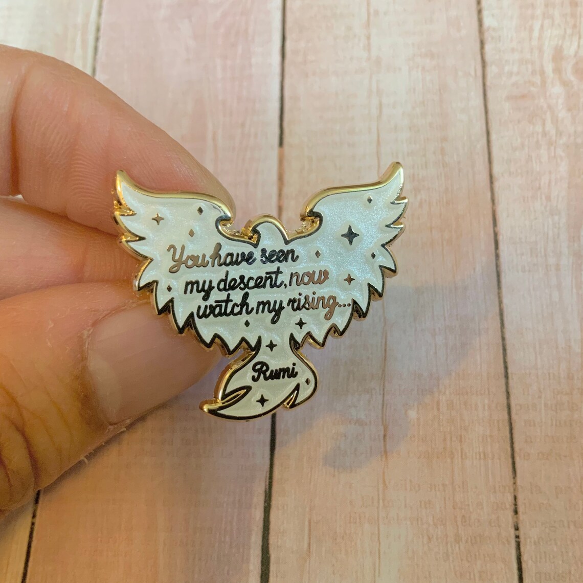 Beautiful 1.25 Inch Phoenix Rising Gold Plated Enamel Pin With - Etsy