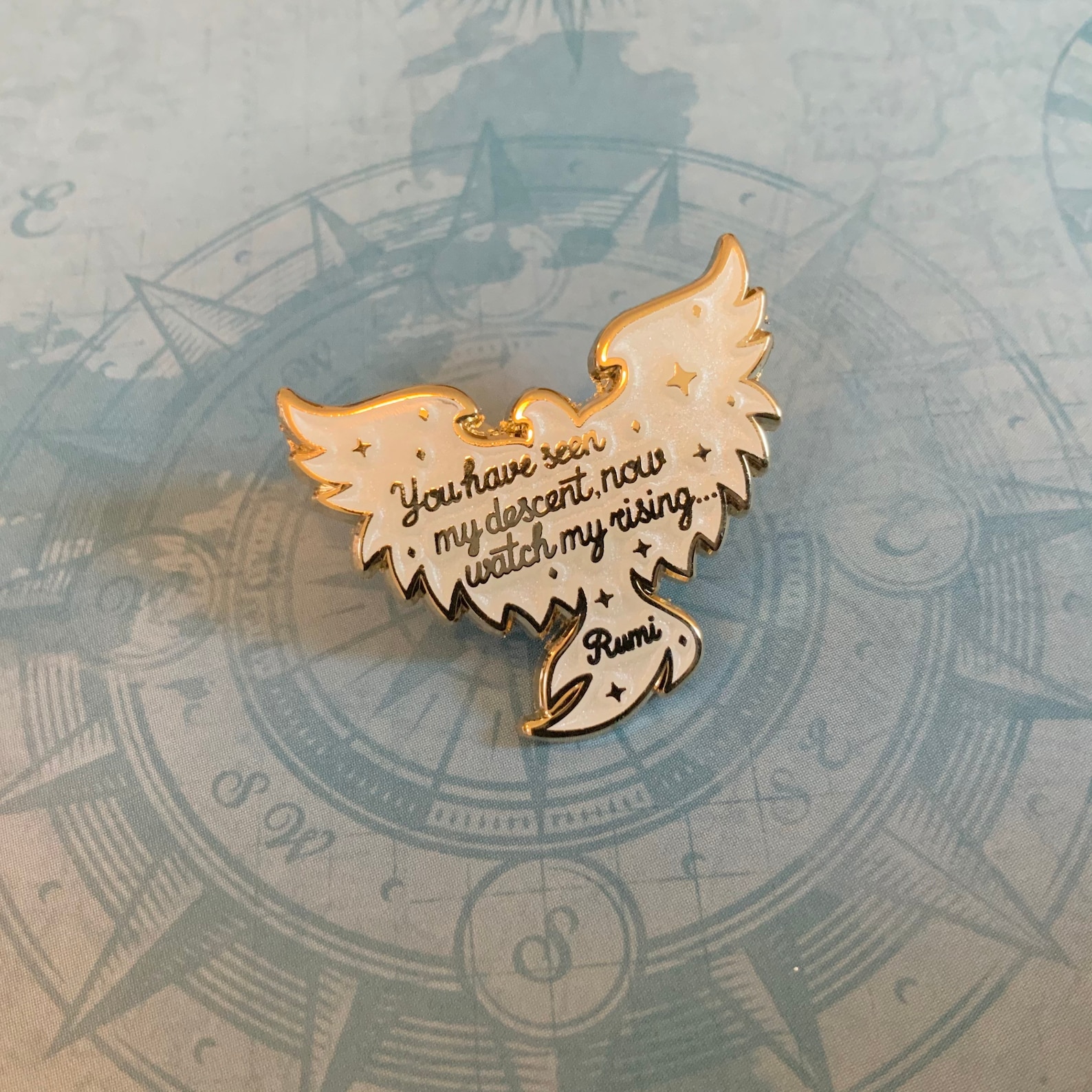 Beautiful 1.25 Inch Phoenix Rising Gold Plated Enamel Pin With - Etsy