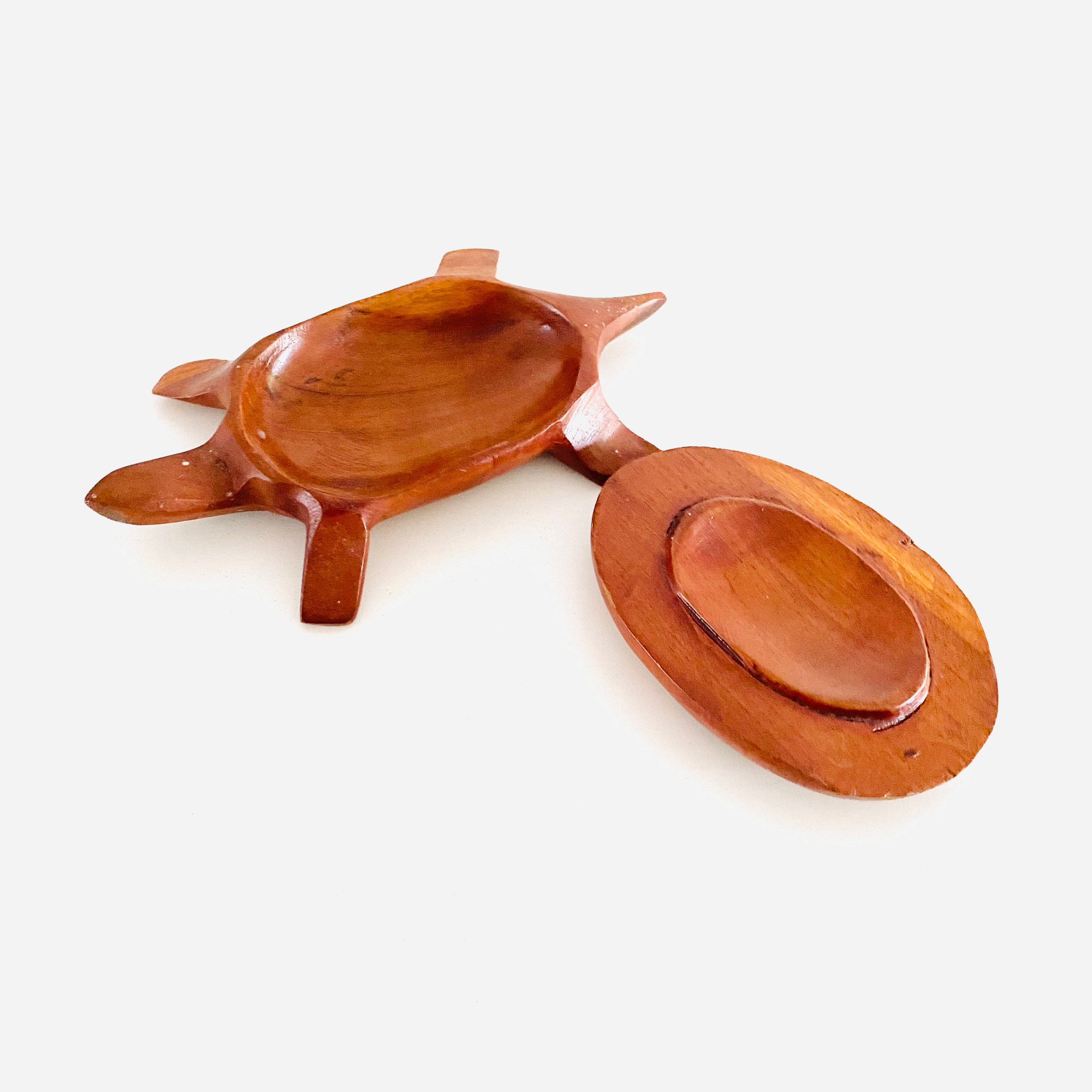 Vintage Hand Carved Sea Turtle Animal Trinket Dish Tray With - Etsy