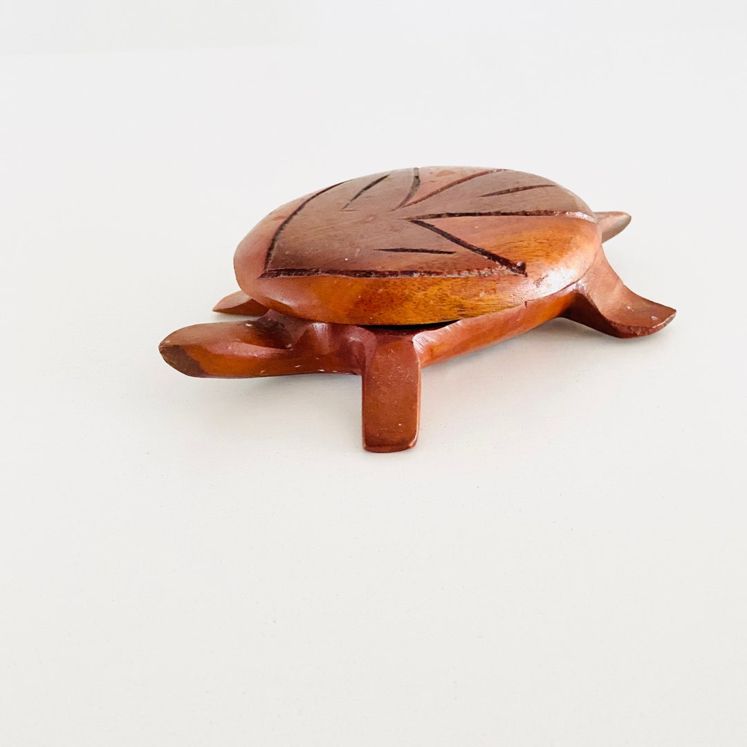Vintage Hand Carved Sea Turtle Animal Trinket Dish Tray With - Etsy