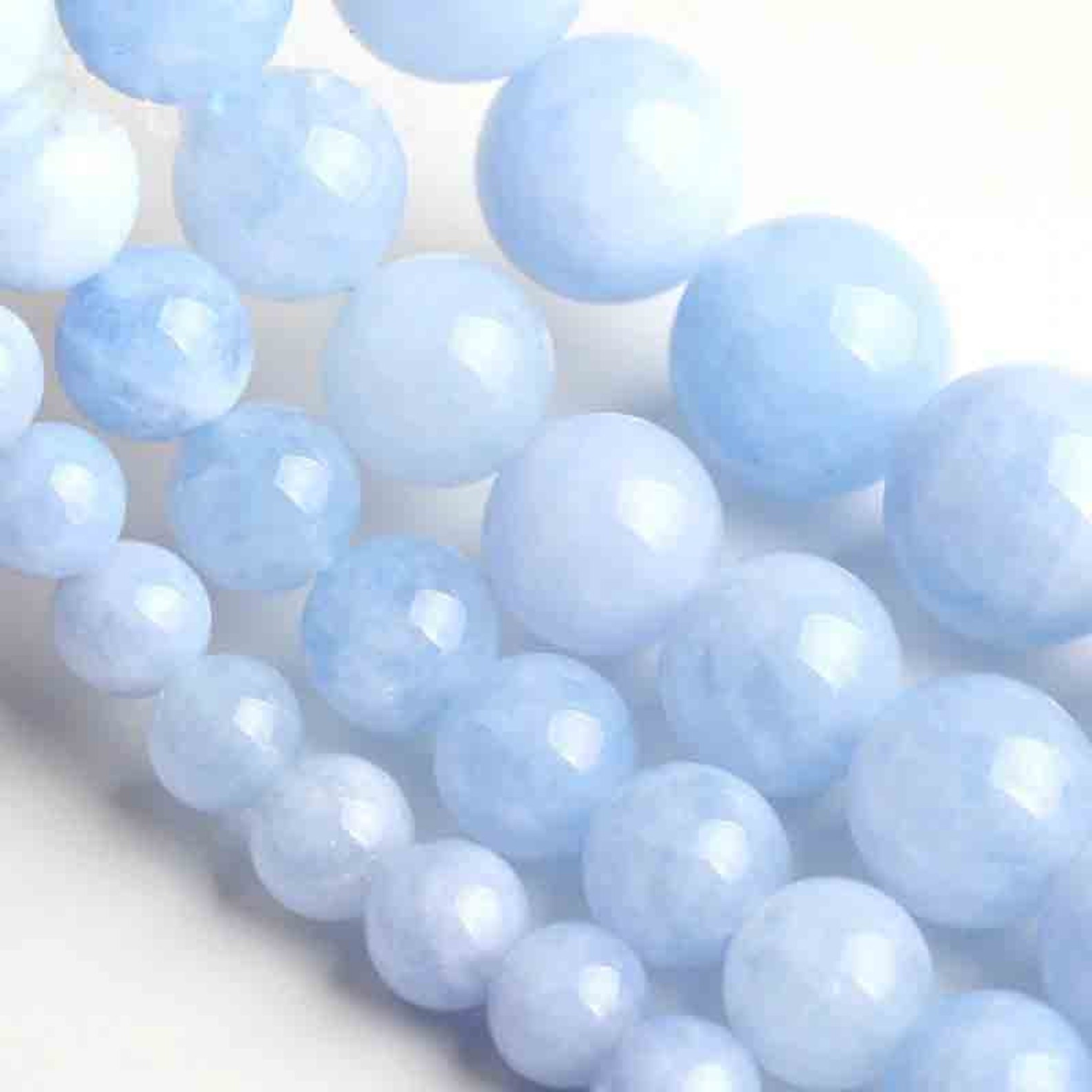 Natural Blue Angelite Stone Beads Round Loose Spacer Beads 15''strand ...