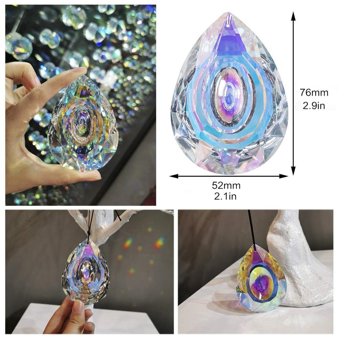 Hanging Crystals Prism Suncatcher for Windows Decoration 76mm Color ...