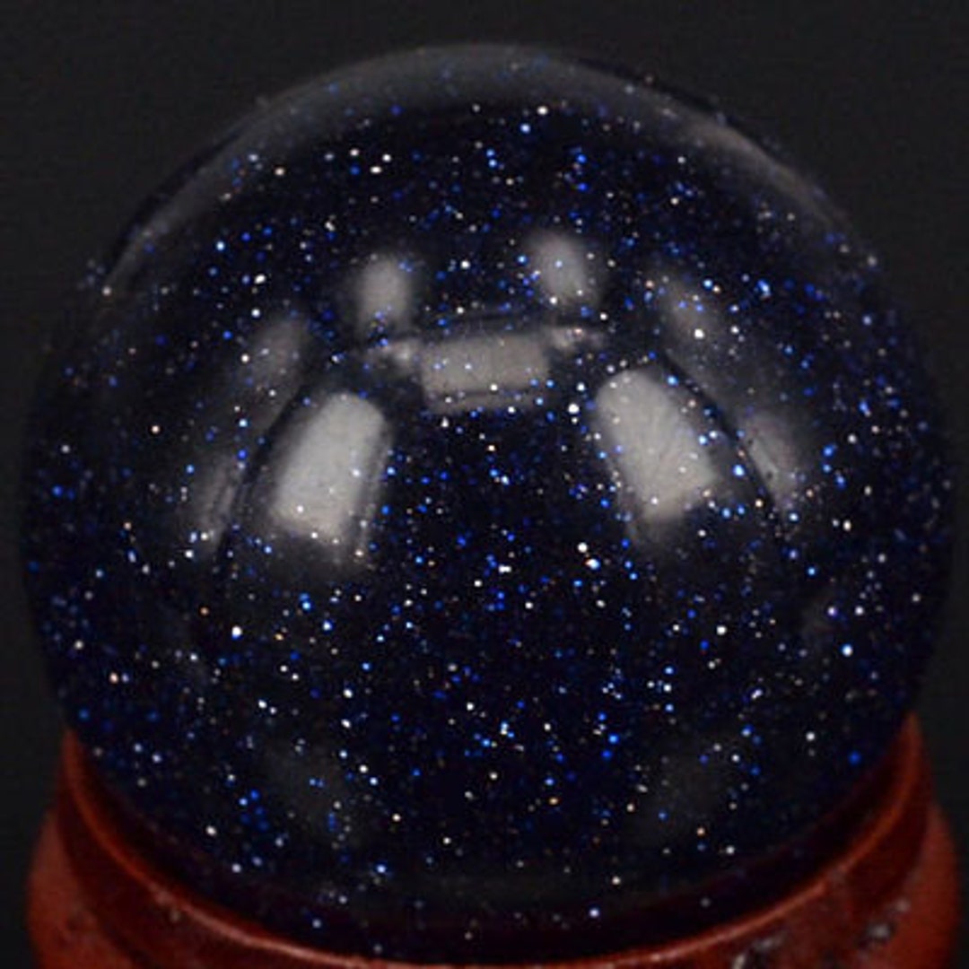 1pcs Lucky Stone Gemstone 30MM Blue Goldstone Sand Sphere Crystal Globe ...