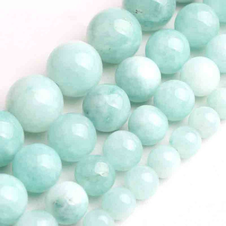 Natural Stone Blue Amazonite Angelite Stone Beads Round Loose Spacer ...