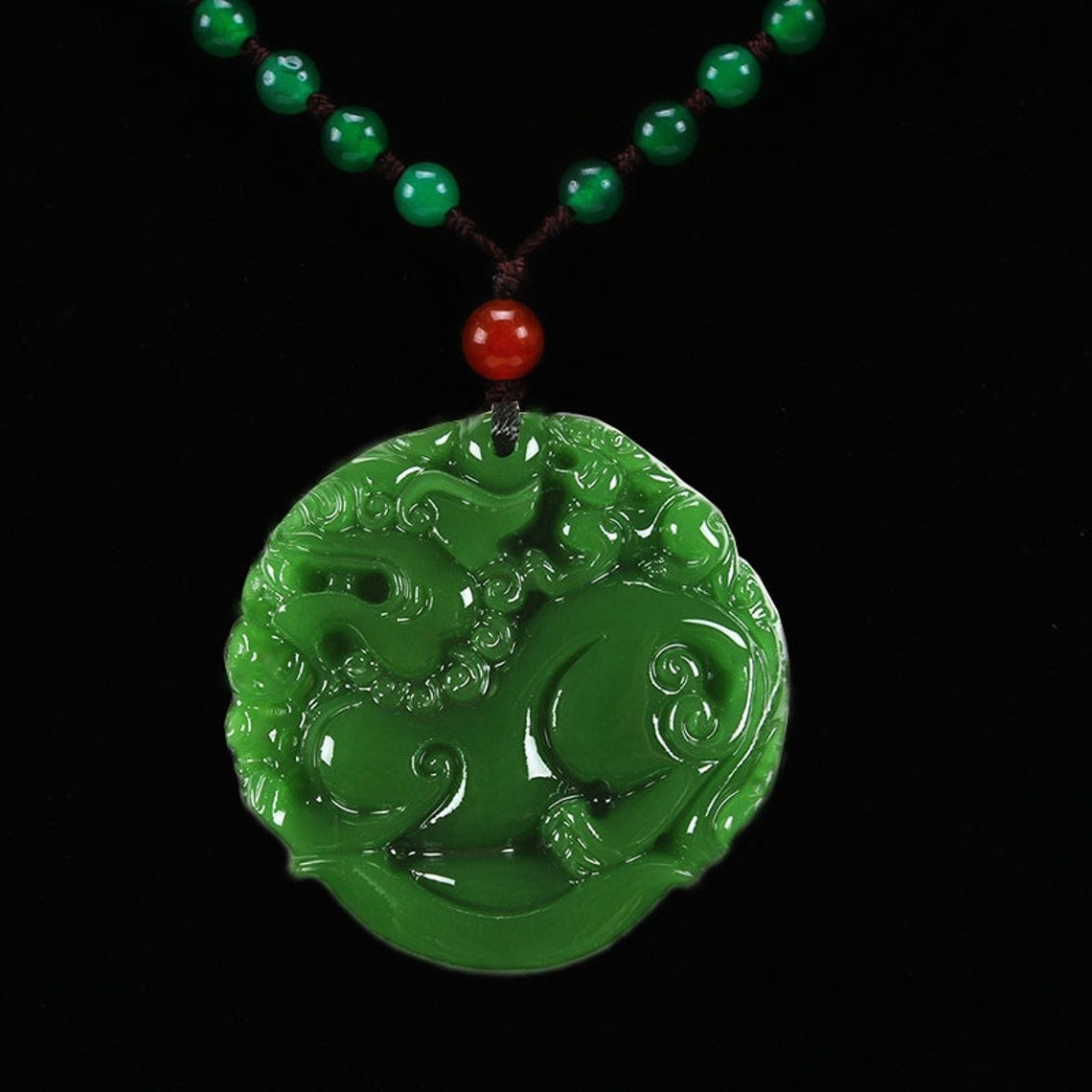 Hetian Natural Green Stone Hand Carved Stone Kylin Pendant Fashion hetian-natural-green-stone-hand-carved-stone-kylin-pendant-fashion