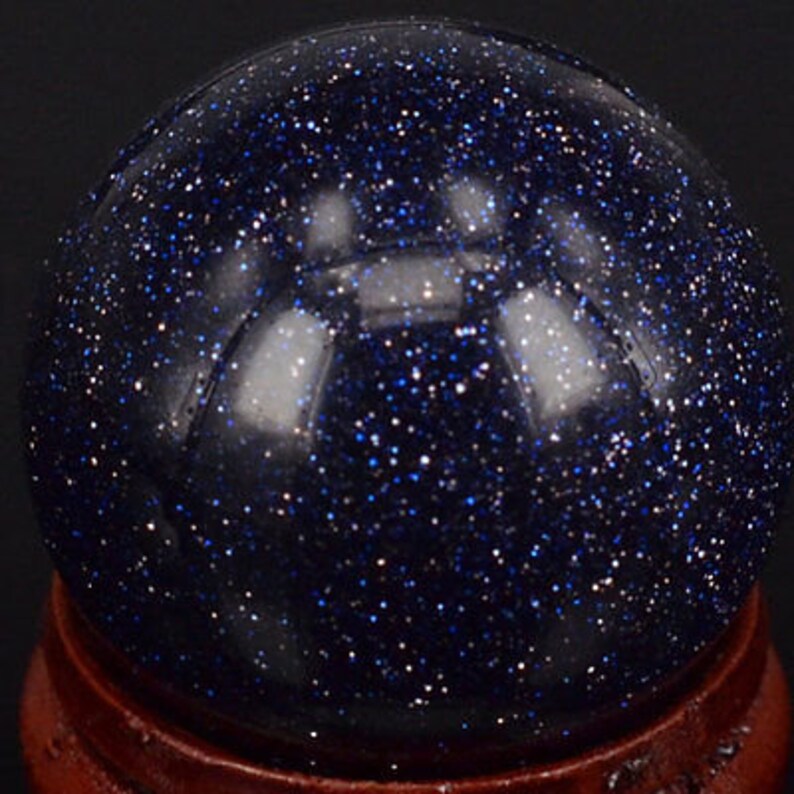 1pcs Lucky Stone Gemstone 30MM Blue Goldstone Sand Sphere Crystal Globe ...